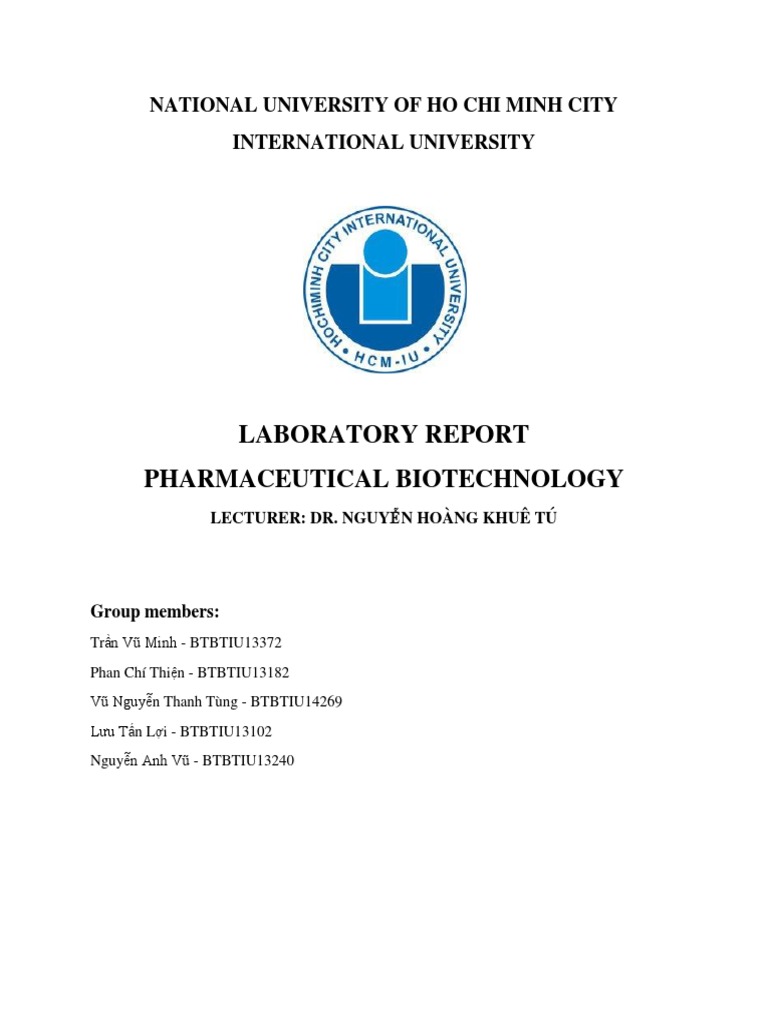 Laboratory Report Pharmaceutical Biotechnology: National University of ...