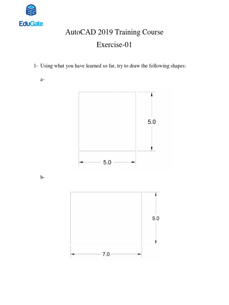 Autocad 2019 Training Course Exercise-01: 1-Using What You Have Learned ...