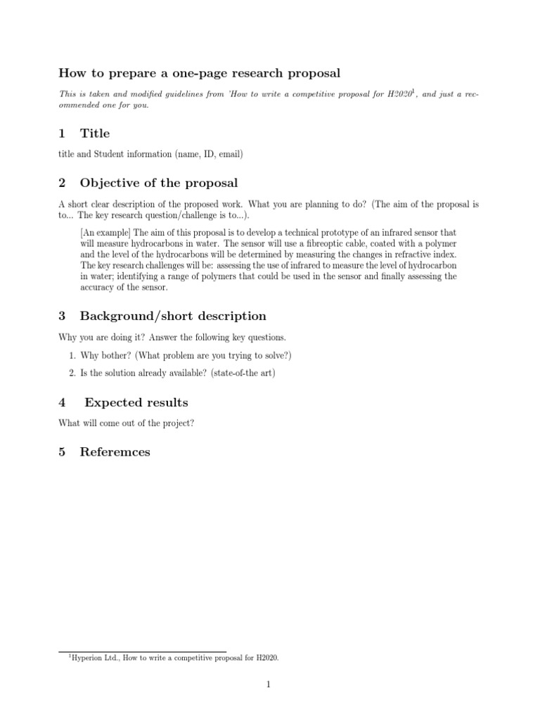 One Page Research Proposal | PDF
