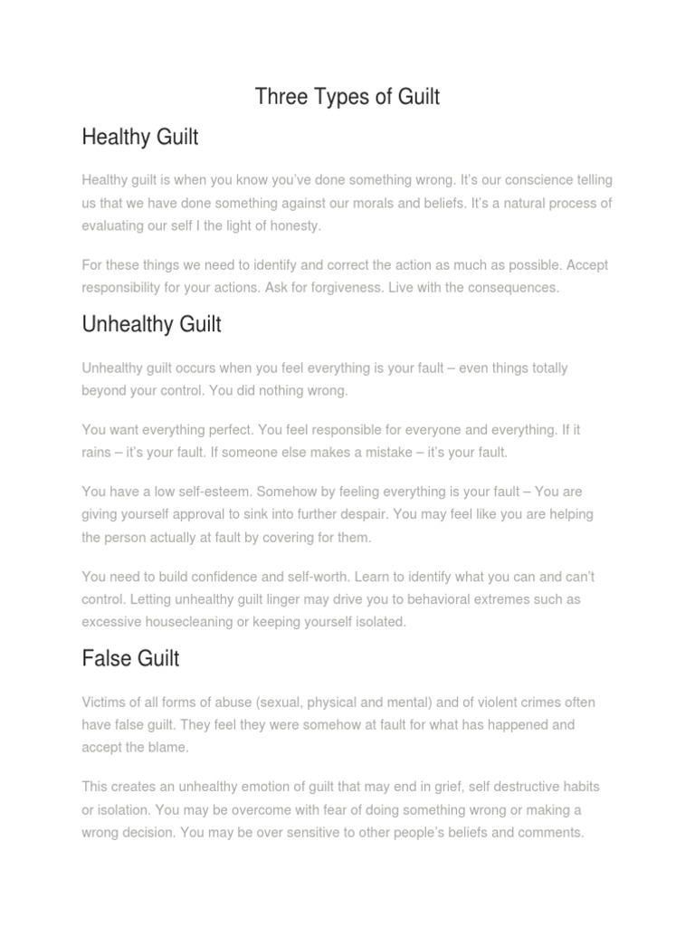 Three Types of Guilt Healthy Guilt | PDF