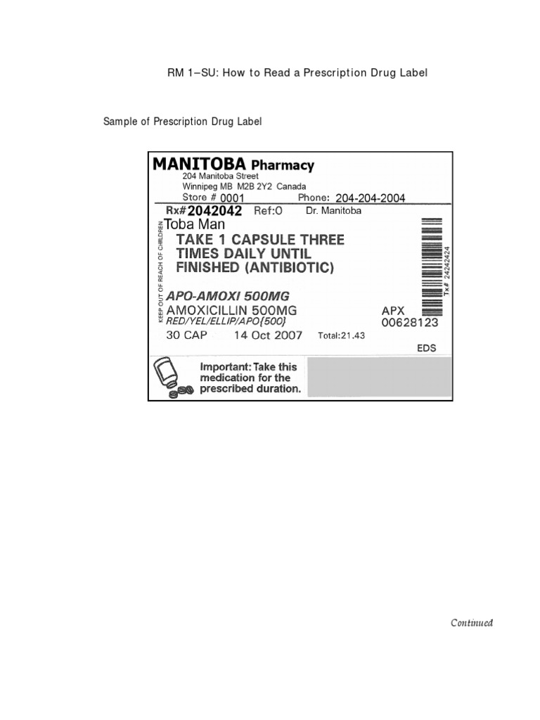 Prescription Drug Label Guide | PDF | Medical Prescription ...