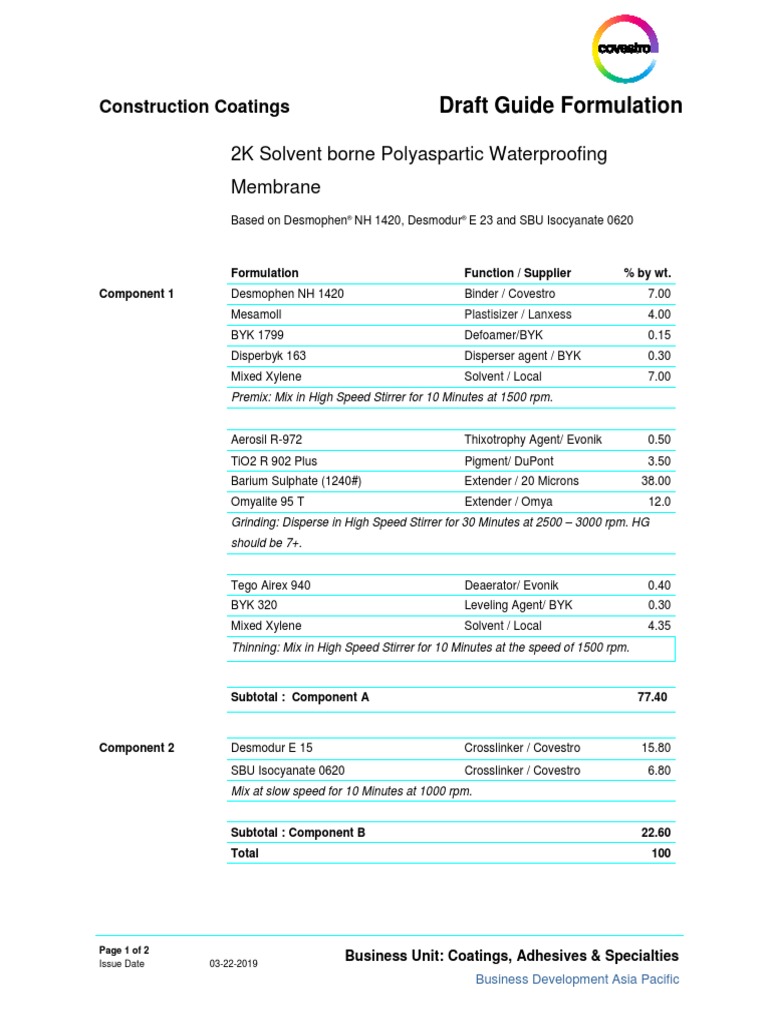GF 2K SB Polyaspartic Waterproofing Membrane | PDF | Concrete | Building Engineering