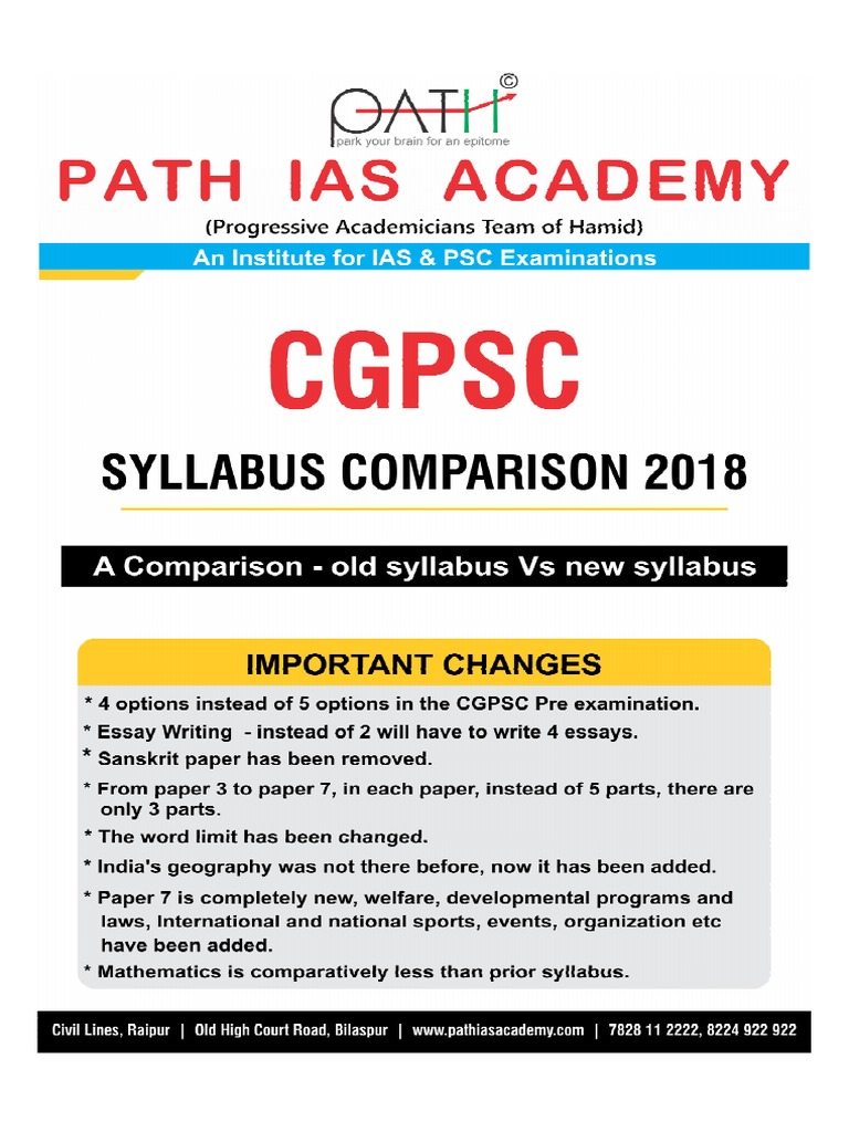 CGPSC Syllabus - Comparision File (ENGLISH) PDF | Download Free PDF ...