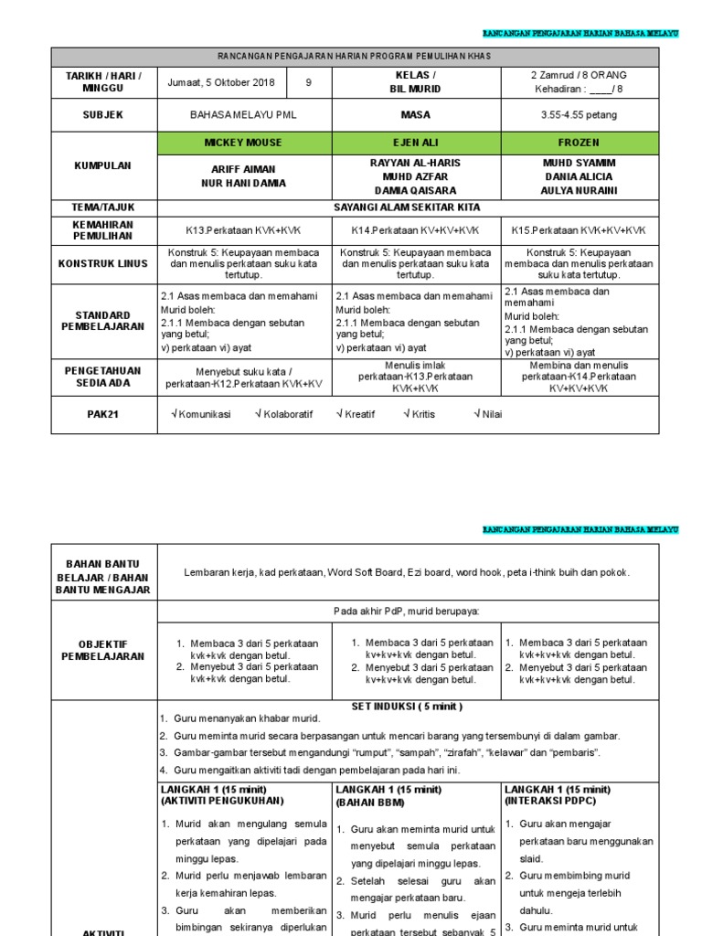 RPH BAHASA MELAYU Jumaat m9 | PDF | Karier & Perkembangan | Seni & Disiplin Bahasa