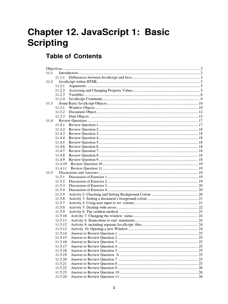 Chapter 12. Javascript 1: Basic Scripting: Table of Contents | PDF | Java Script | Html Element