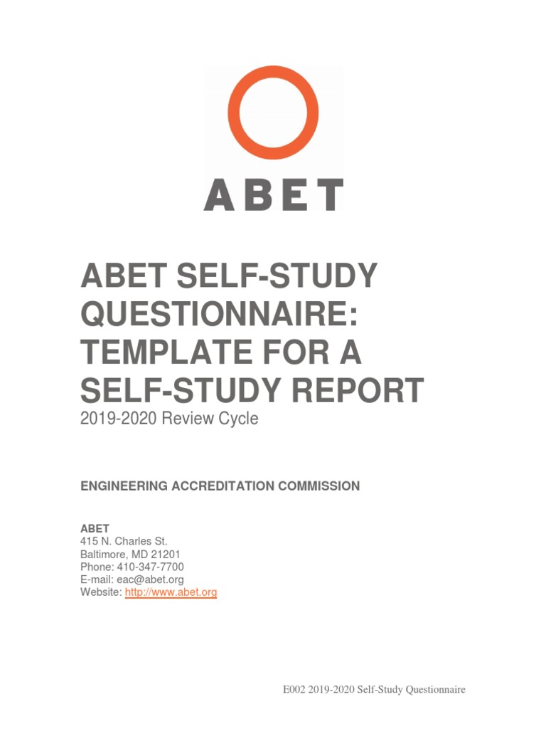 ABET 2019-2020 Self-Study Guide | PDF | Curriculum | Bachelor's Degree