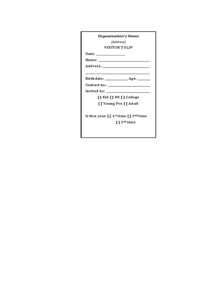 Visitor's Slip | PDF