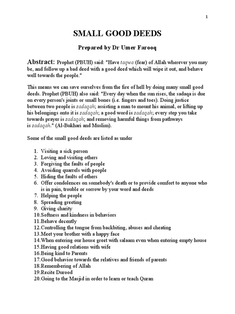 Small Goods Deeds | PDF | God In Islam | Repentance