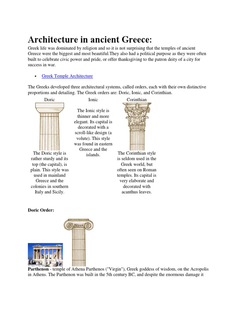 Architecture in Ancient Greece | PDF | Architectural Styles | Ancient ...