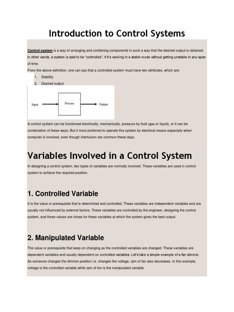 Introduction To Control Systems | PDF | Control Theory | Control System