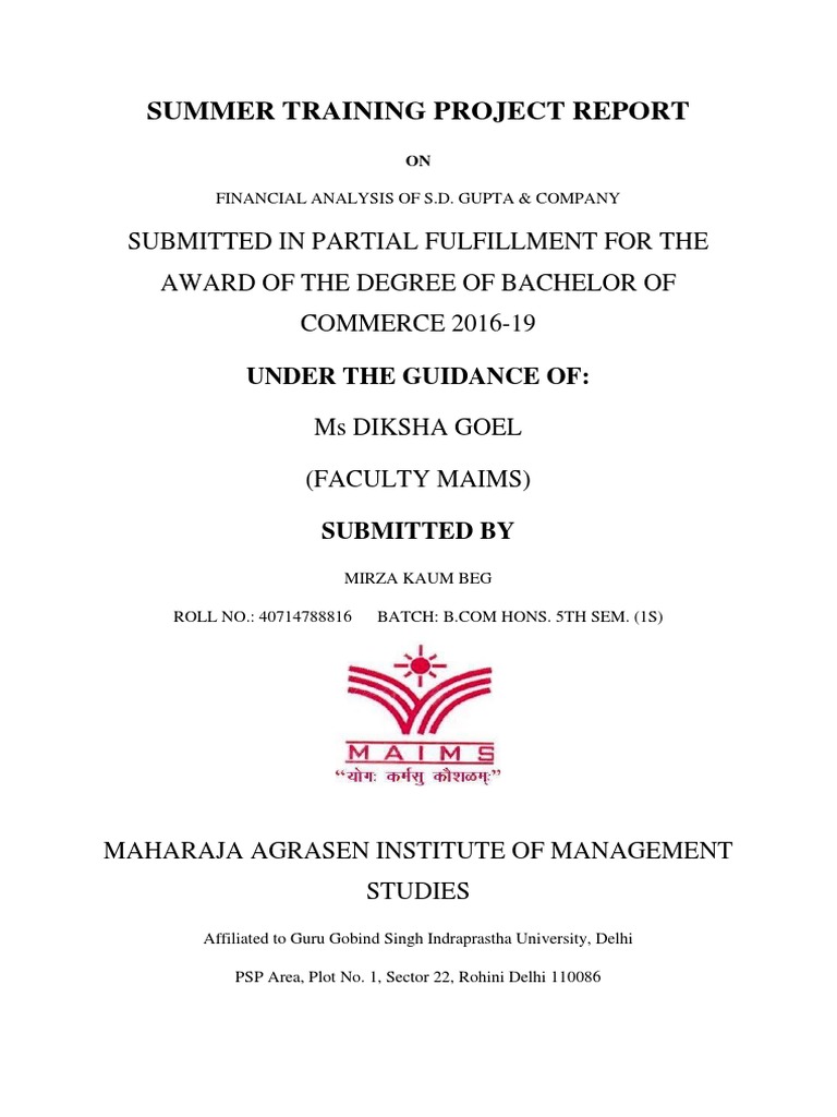 Summer Training Project Report | PDF