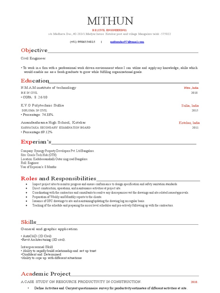 Mithun CV | PDF | Civil Engineering | Engineering