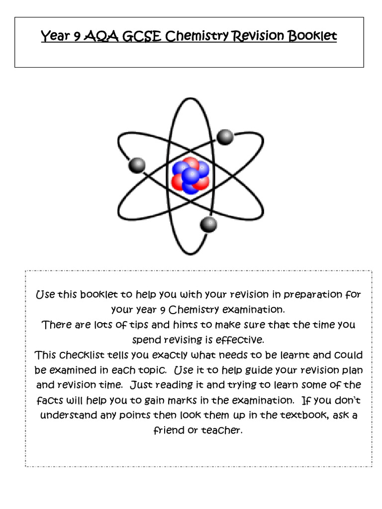 Year 9 Chemistry Revision Schedule Booklet 2016-2018 | PDF | Chemical ...