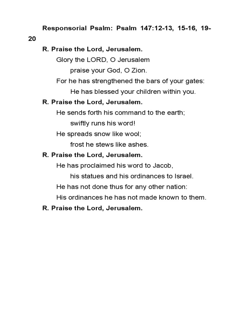 Responsorial Psalm | PDF