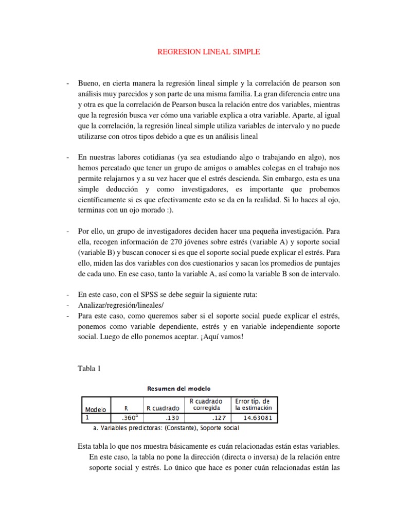 Regresion Lineal Simple | PDF | Análisis de regresión | Regresión lineal