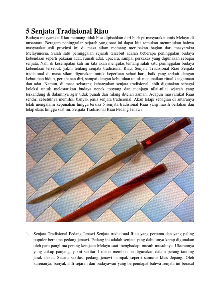 5 Senjata Tradisional Riau | PDF