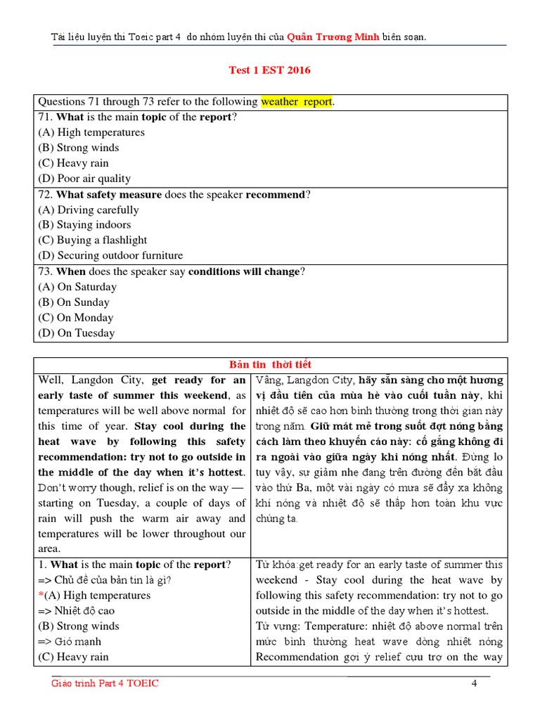 3. Dịch part 4 ETS 2016 PDF | PDF