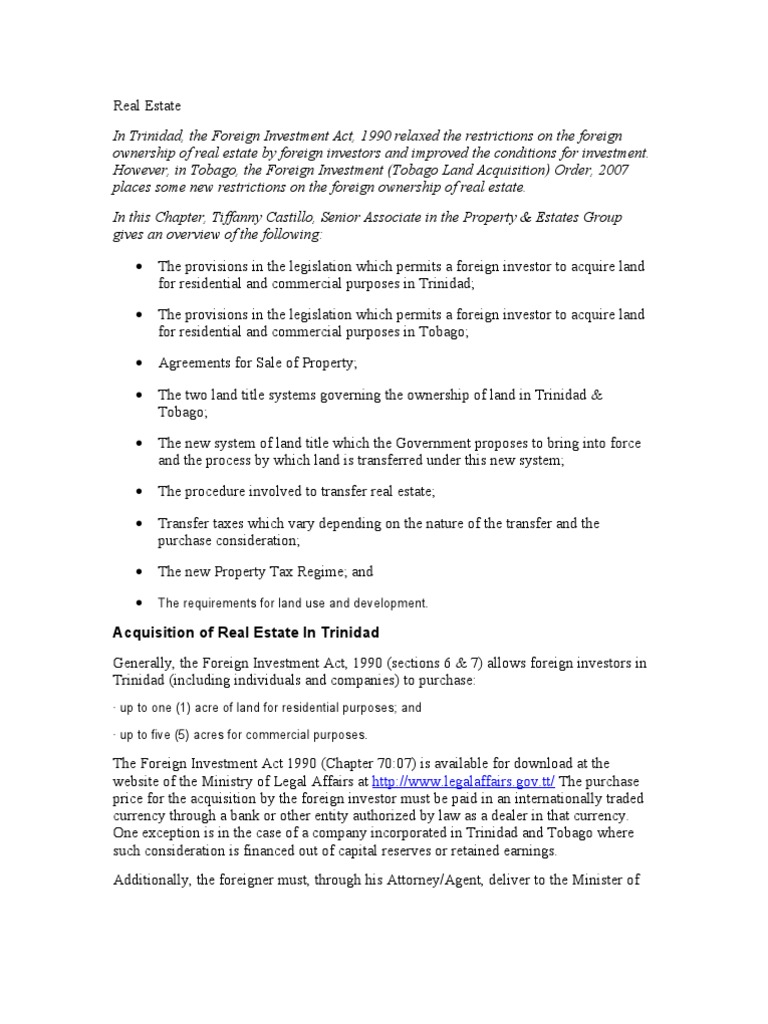 Doing Real Estate in Trinidad & Tobago | PDF | Property Tax | Deed