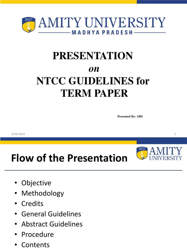 Presentation NTCC Guidelines For Term Paper: Presented By: ABS | PDF ...