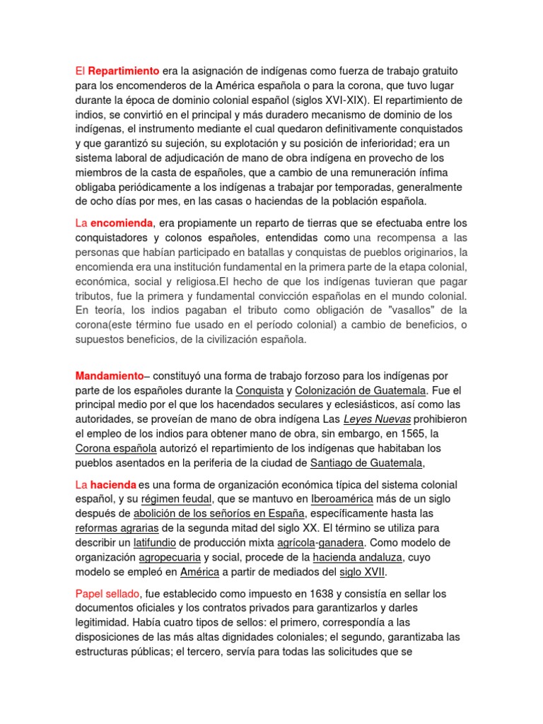 Repartimiento y Encomienda Colonial | PDF | Guatemala