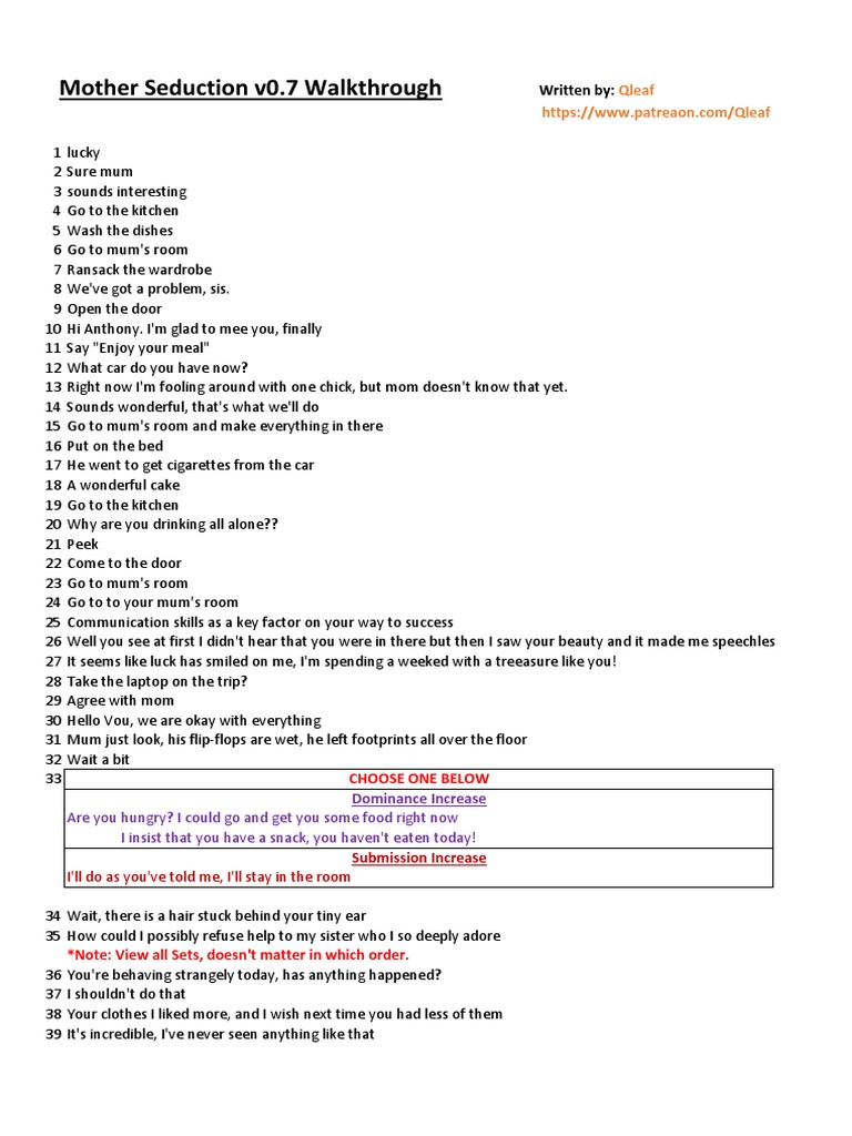 Mother Seduction V0 7 Gameplay Guide Pdf