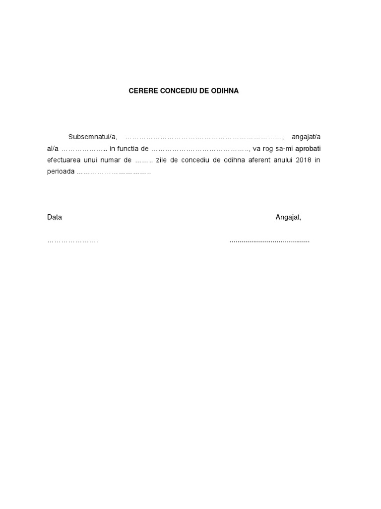 Model Cerere Concediu de Odihna | PDF