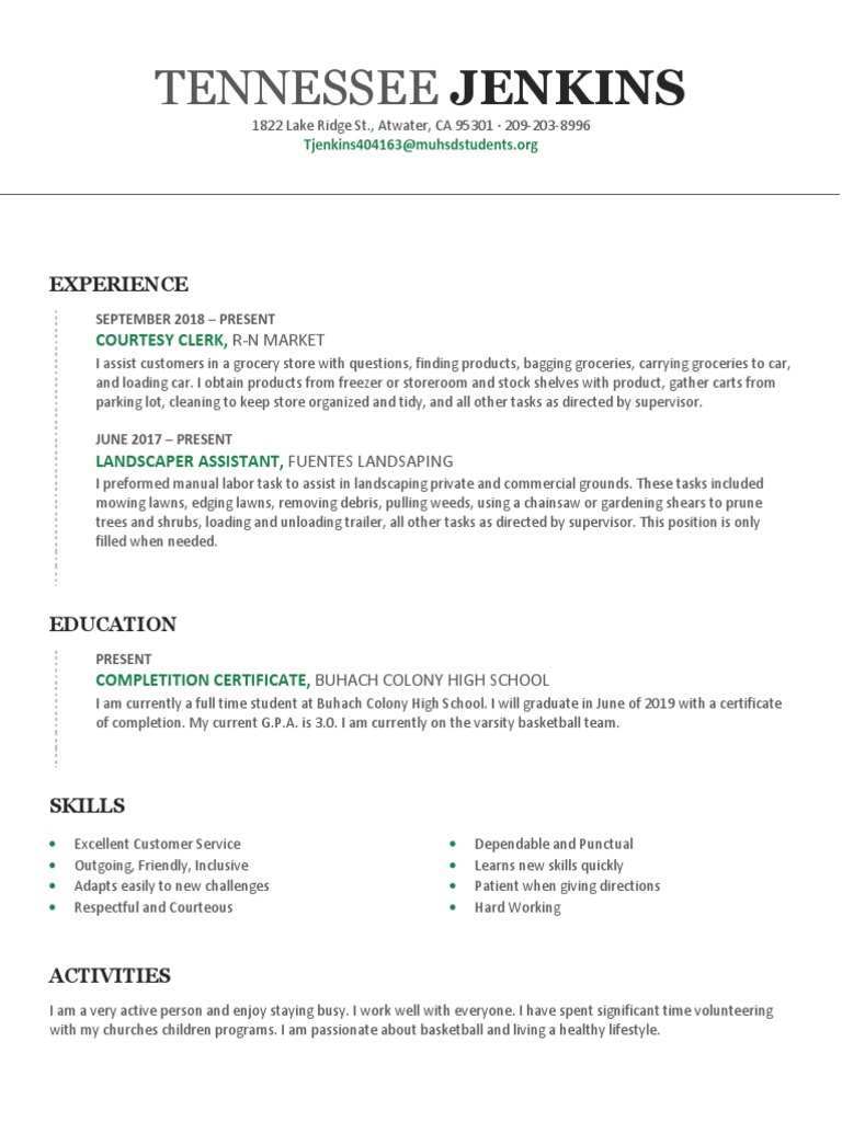 Tennessee Jenkins Resume 1 | PDF