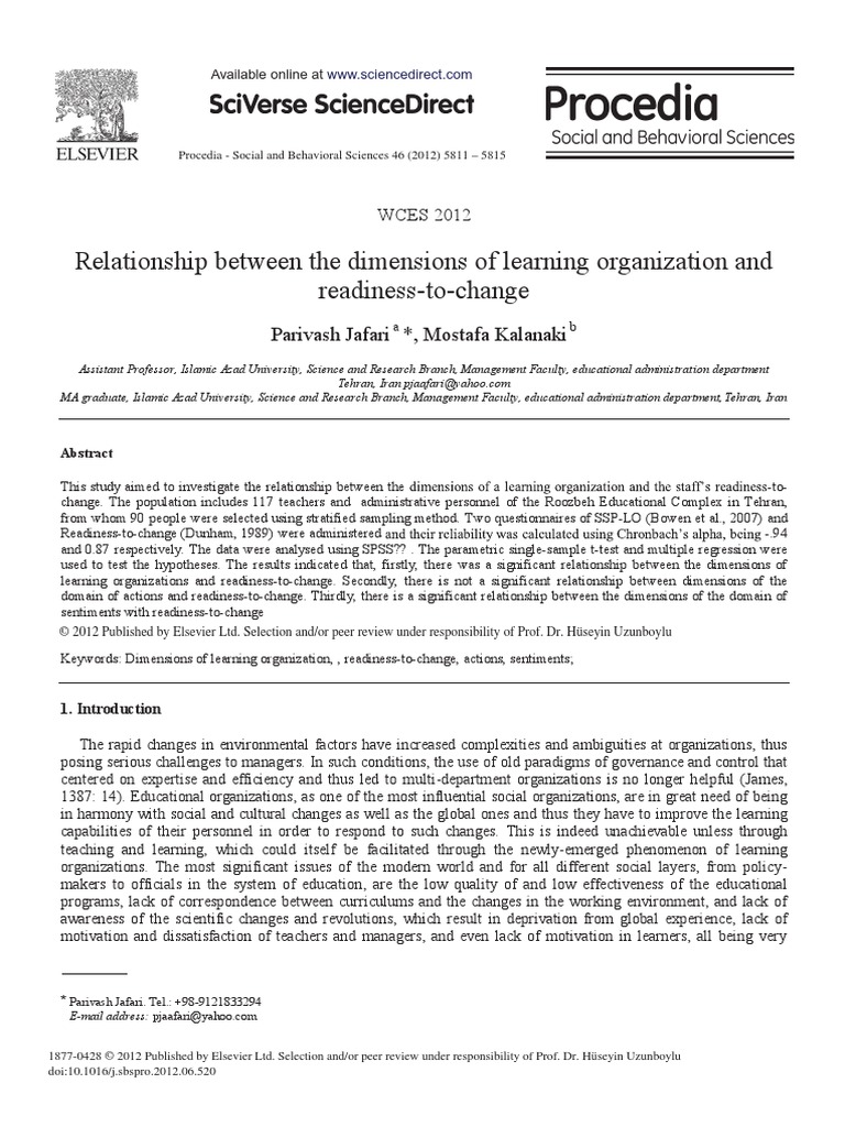 Relationship Between The Dimensions of Learning Organization and ...