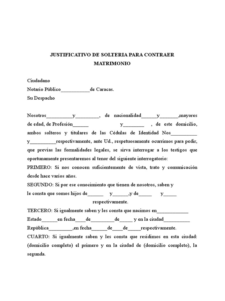 Carta de Solteria Modelo | PDF