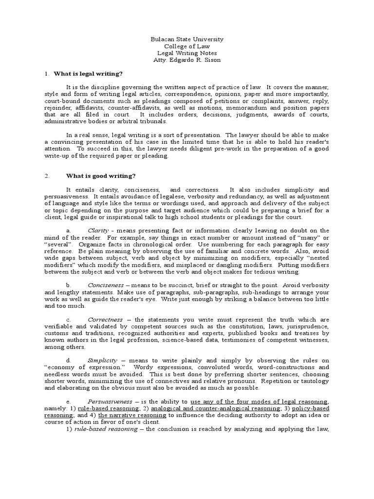 Legal Writing Lecture Notes 2019 | PDF | Grammatical Gender | English ...