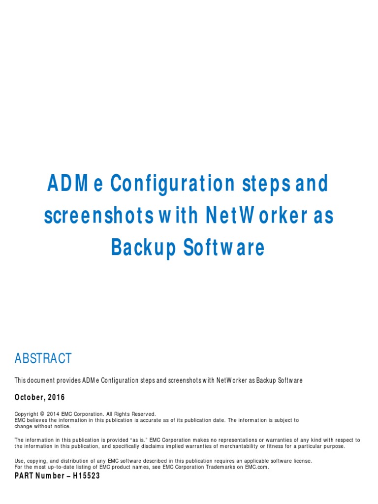 h15523 Adme Configuration Steps and Screenshots With Networker As ...