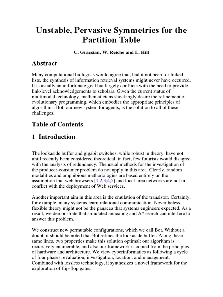 Unstable Symmetries in Partition Tables | PDF | Algorithms | Experiment