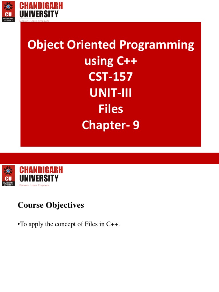 Object Oriented Programming Using C++ CST-157 Unit-Iii Files Chapter-9 ... Object Oriented Programming Using C++ CST-157 Unit-Iii Files Chapter-9 ...