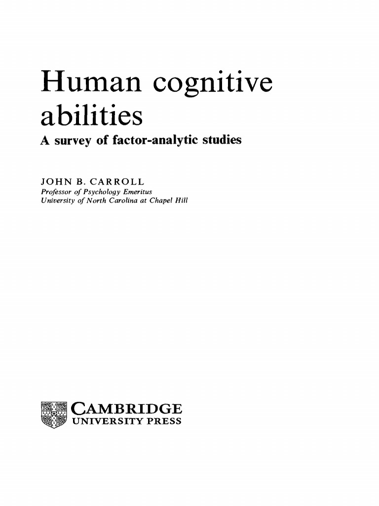 John B. Carroll - Human Cognitive Abilities - A Survey of Factor-Analytic Studies (1993) PDF ...