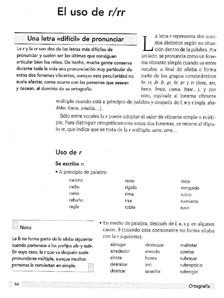 Uso de La R RR y Mayusculas | PDF
