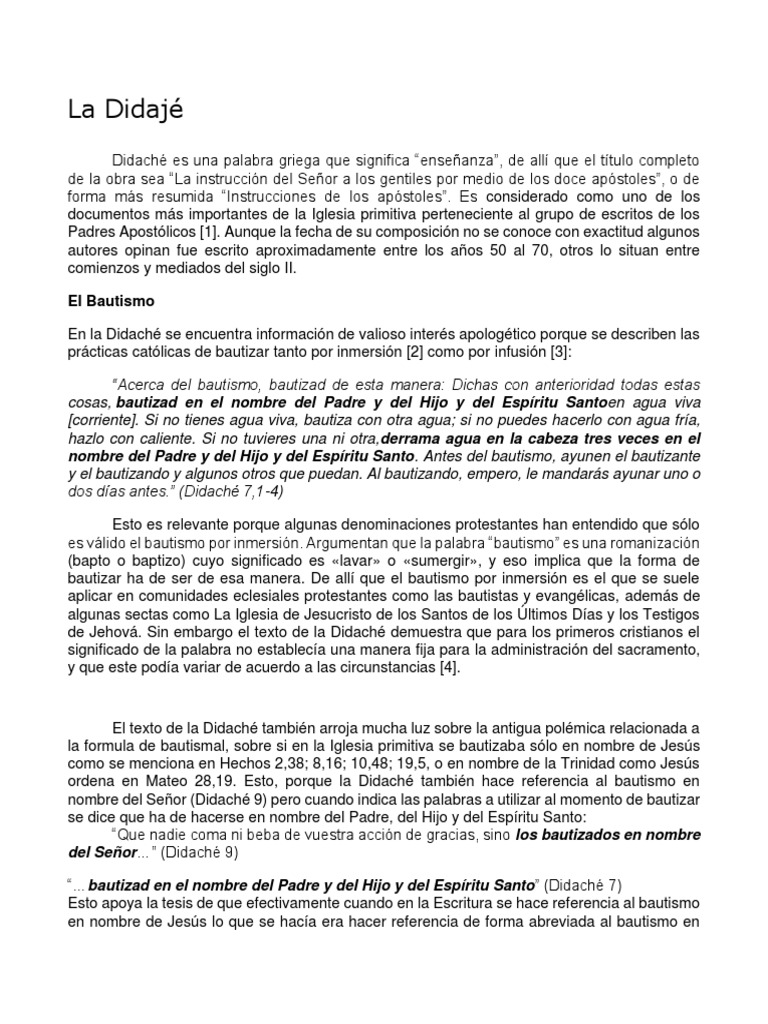 La Didajé | PDF | Bautismo | Trinidad