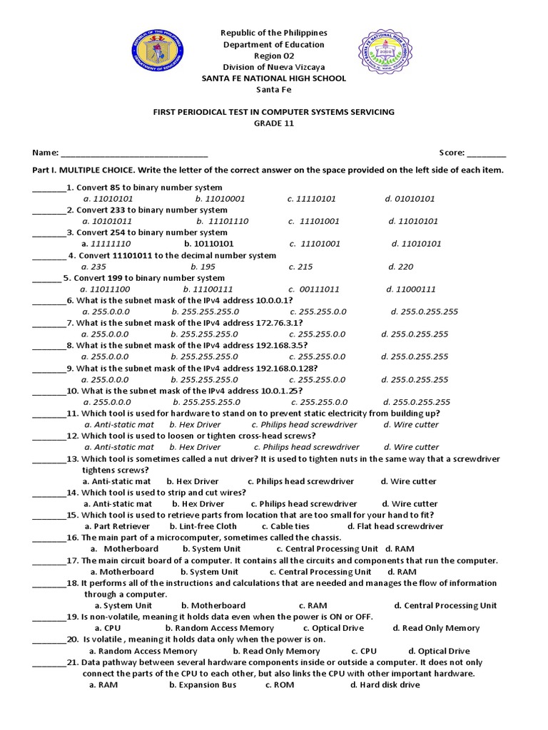 First Periodic Examination - G11 | PDF | Random Access Memory | Personal Computers