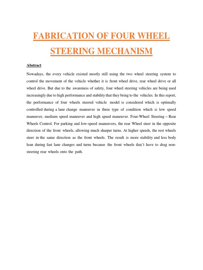 Four-Wheel Steering Explained | PDF | Steering | Gear