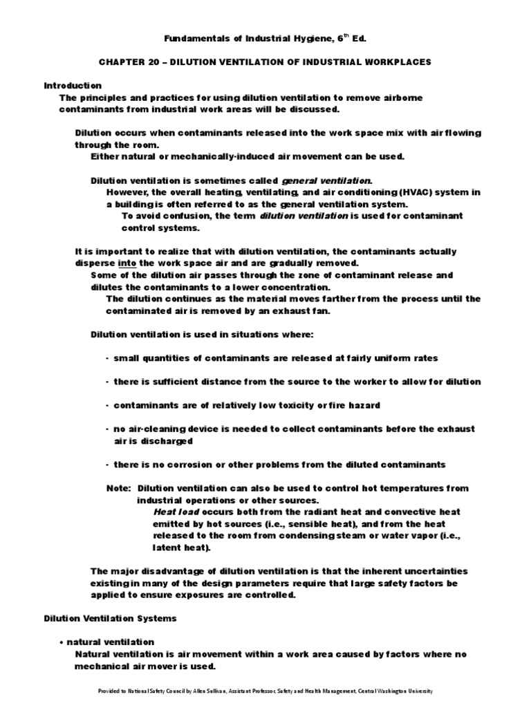 FIH 6e Ch20 Notes | PDF | Ventilation (Architecture) | Hvac