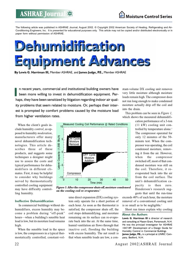 Dehumidification Equipment Advance ASHRAE Journal PDF | PDF | Air ...