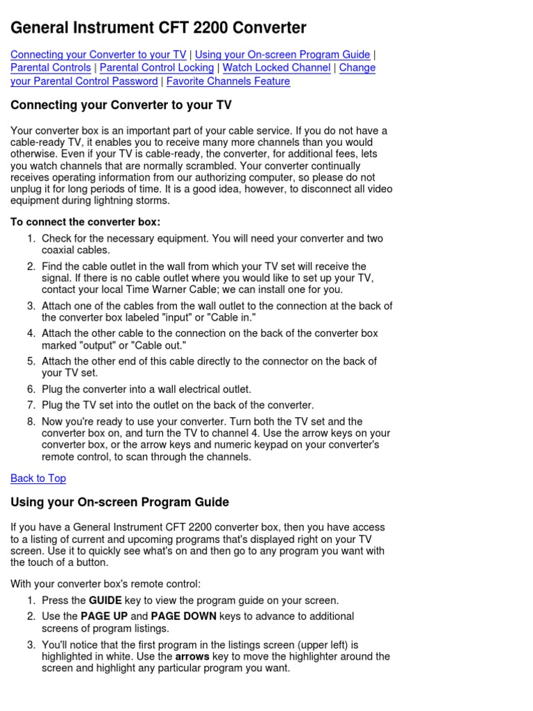 General Instrument CFT 2200 Converter | PDF | Electrical Connector ...