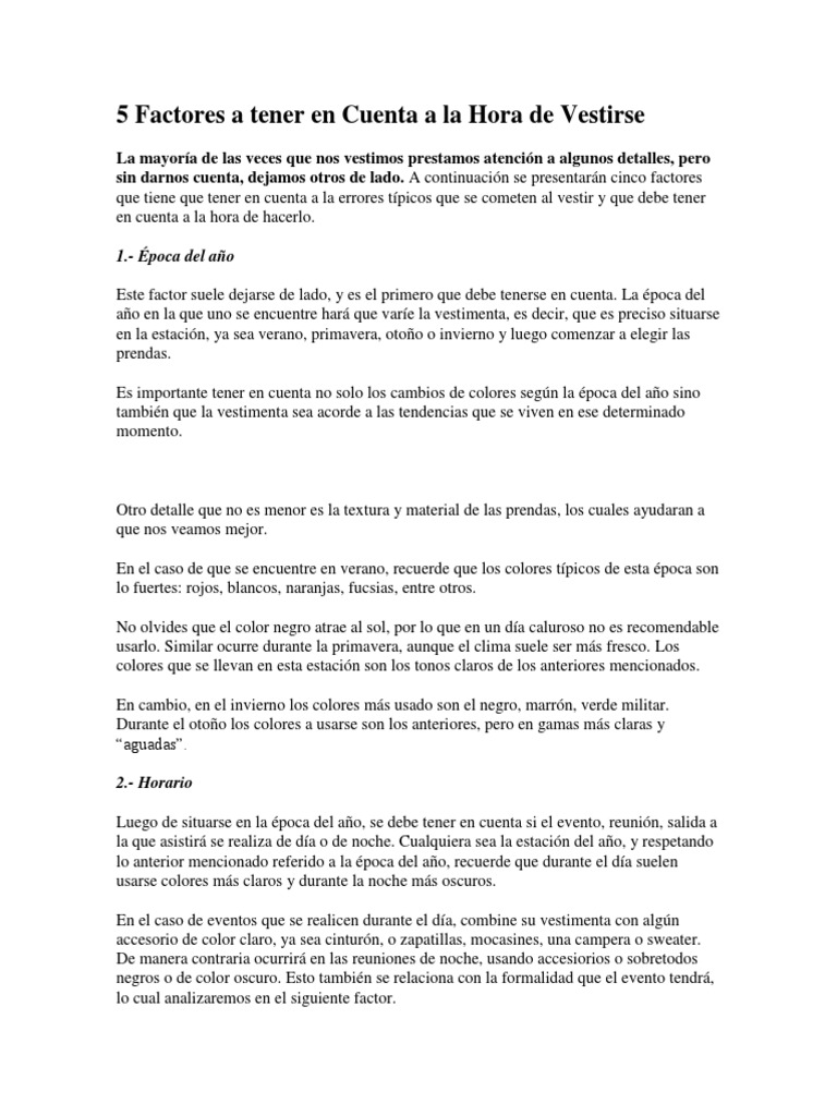 Consejos para Vestirse Adecuadamente | PDF | Ropa