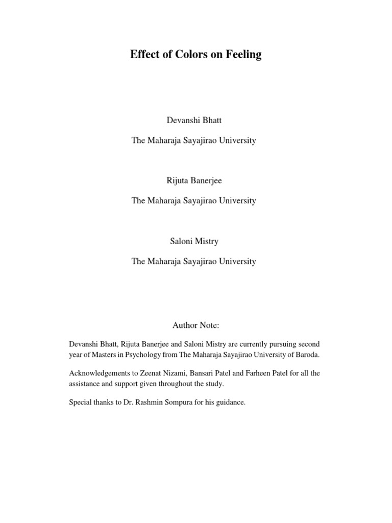 EXPERIMENT Final Write Up | PDF | Emotions | Affect (Psychology)