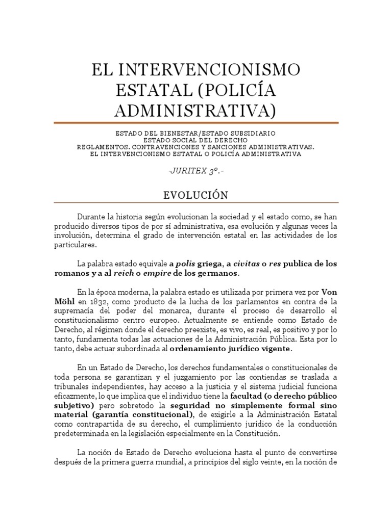 Evolución del Intervencionismo Estatal | PDF | Policía | Estado (política)