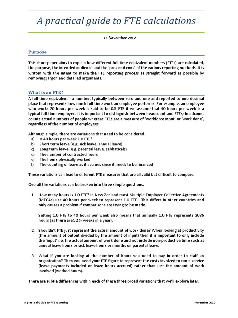 A Practical Guide To FTE Reporting 2015 | PDF | Full Time Equivalent ...