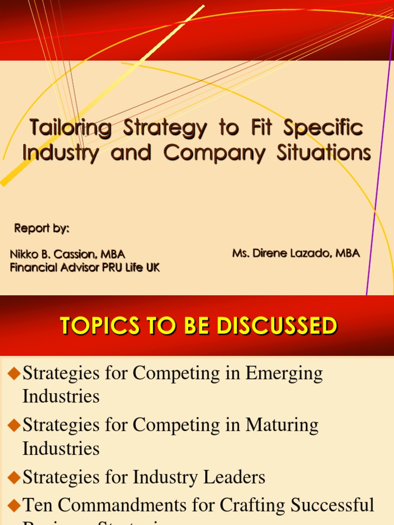 Tailoring Strategy To Fit Specific Industry and Company Situations ...