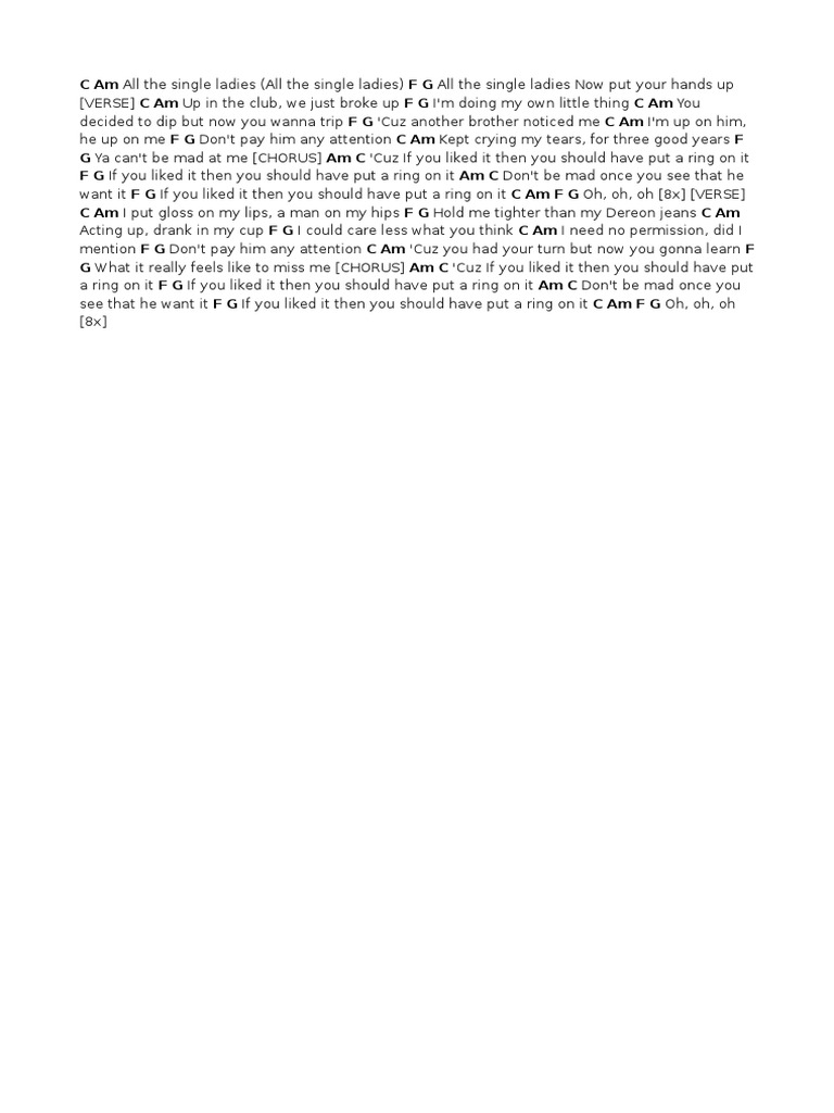 All the Single Ladies | PDF | American Songs | Songs