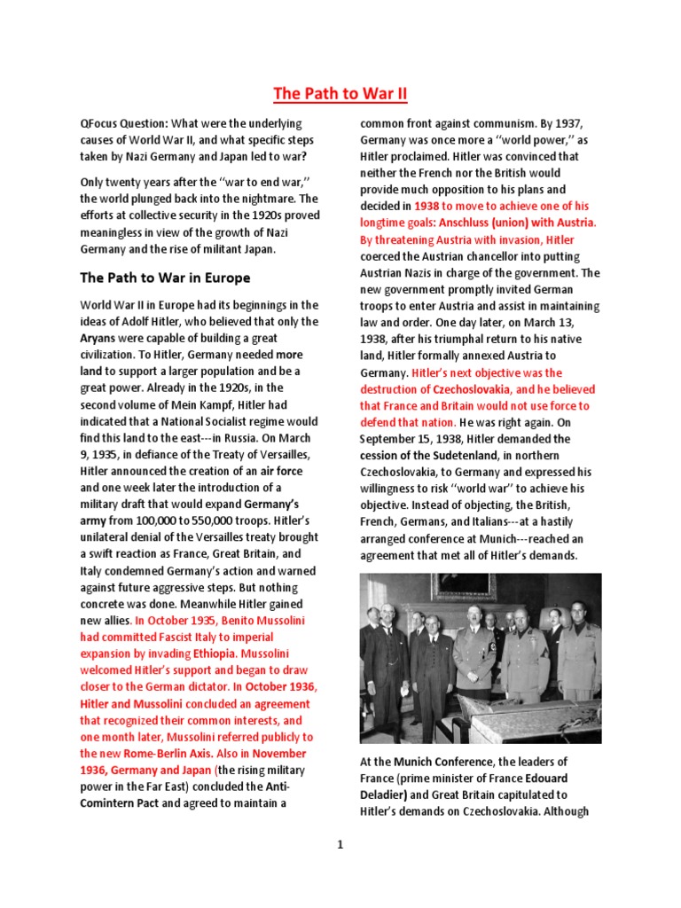 The Path To WWII | Download Free PDF | World War II | Nazi Germany