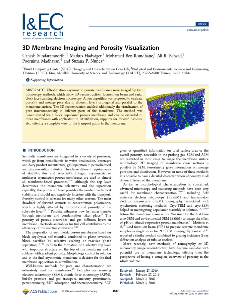 3D Membrane Imaging and Porosity Visualization | PDF | Scanning ...