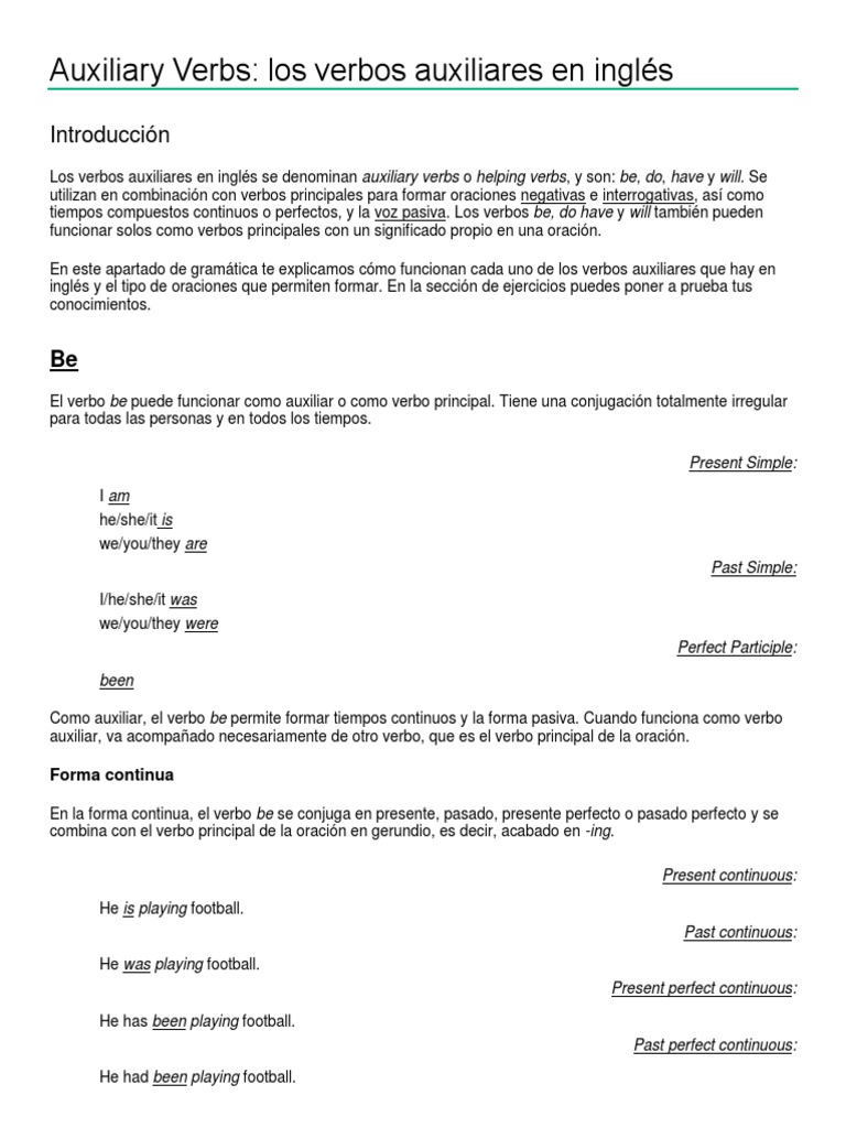 Auxiliary Verbs | PDF | Verbo | Oración (Lingüística)